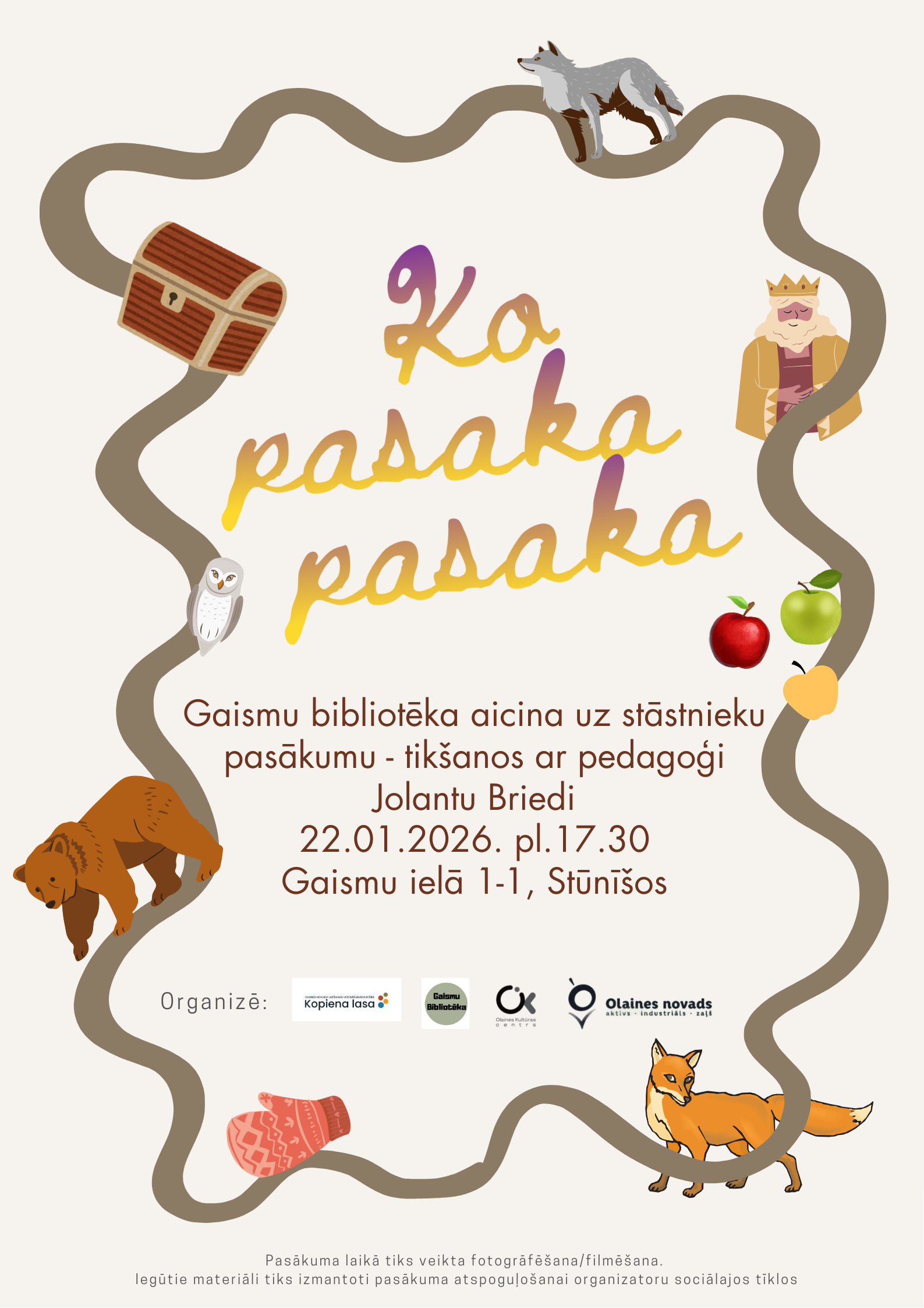 Stāstnieku pasākums kopā ar Jolantu Briedi "Ko pasaka pasaka" - olaine.lv