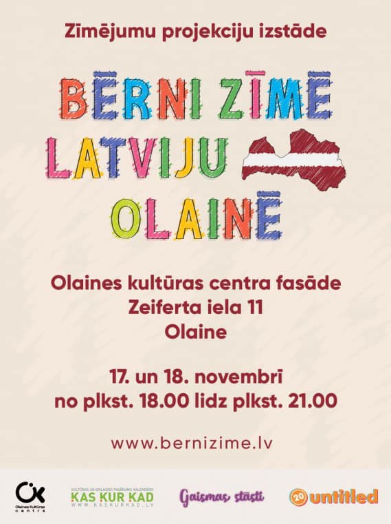 Gaismu projekcija "Bērni zīmē Latviju" sadarbībā ar OMMS - olaine.lv